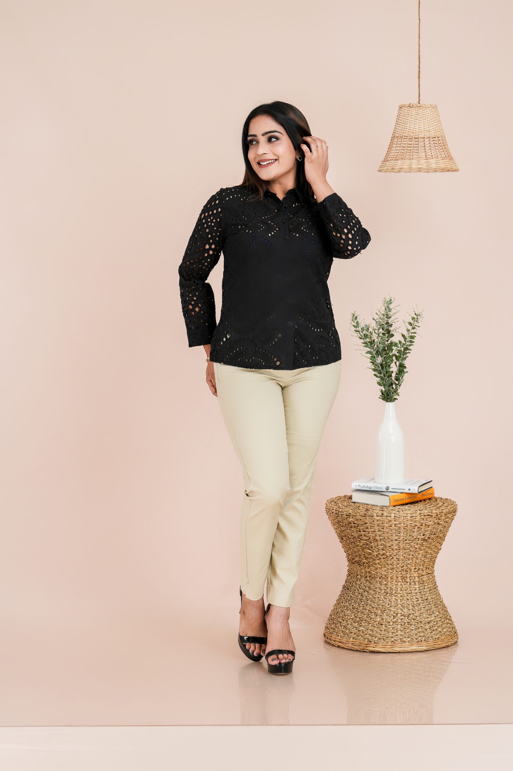 Cutlone patterned button up shirt blouse - La Vivente